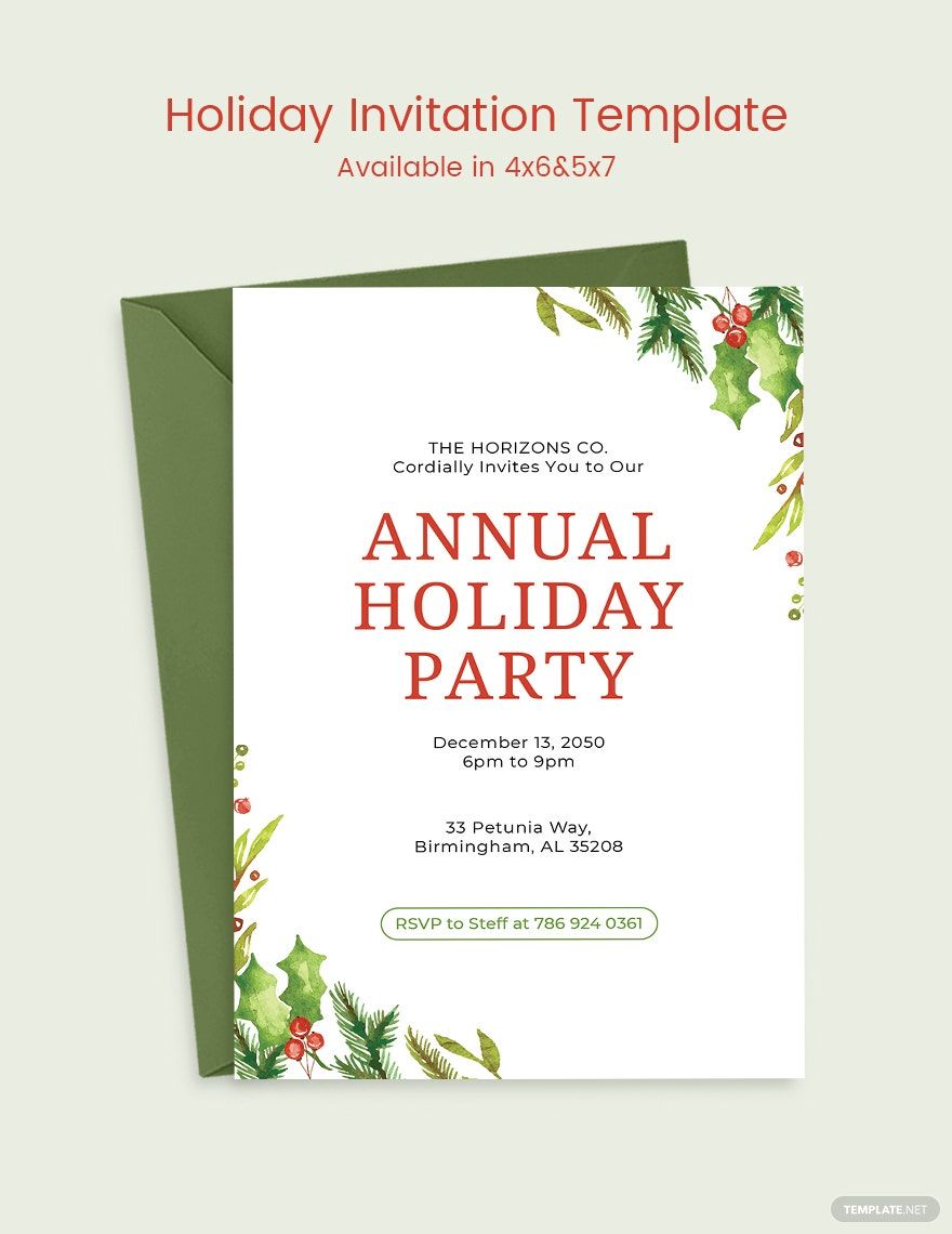 Christmas Holiday Invitation Template - Word, Outlook, Apple Pages, PSD ...