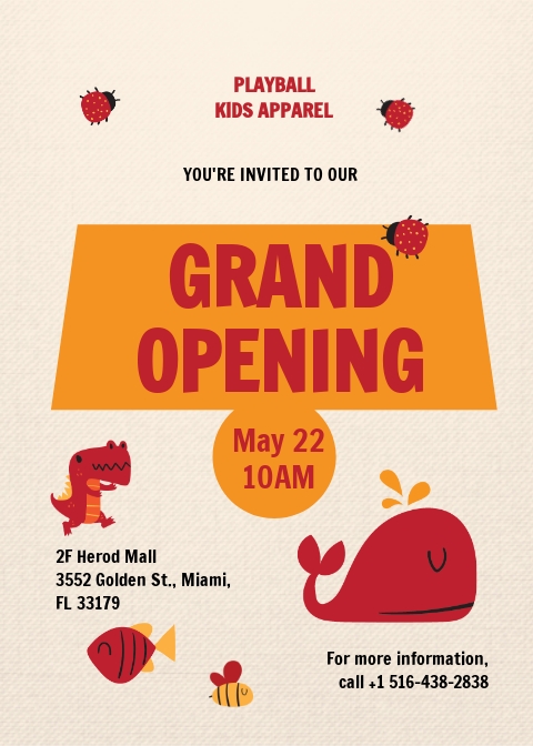 Free Kids Store Grand Opening Invitation Template