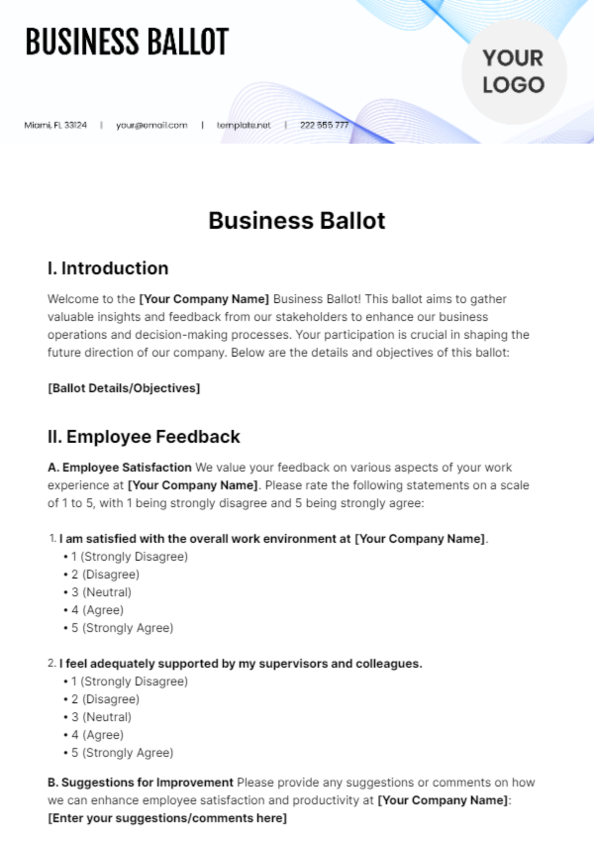 Business Ballot Template - Edit Online & Download Example | Template.net