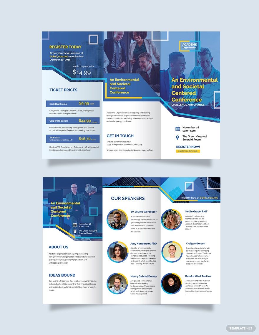 International Conference Tri Fold Brochure Template Download In Word 