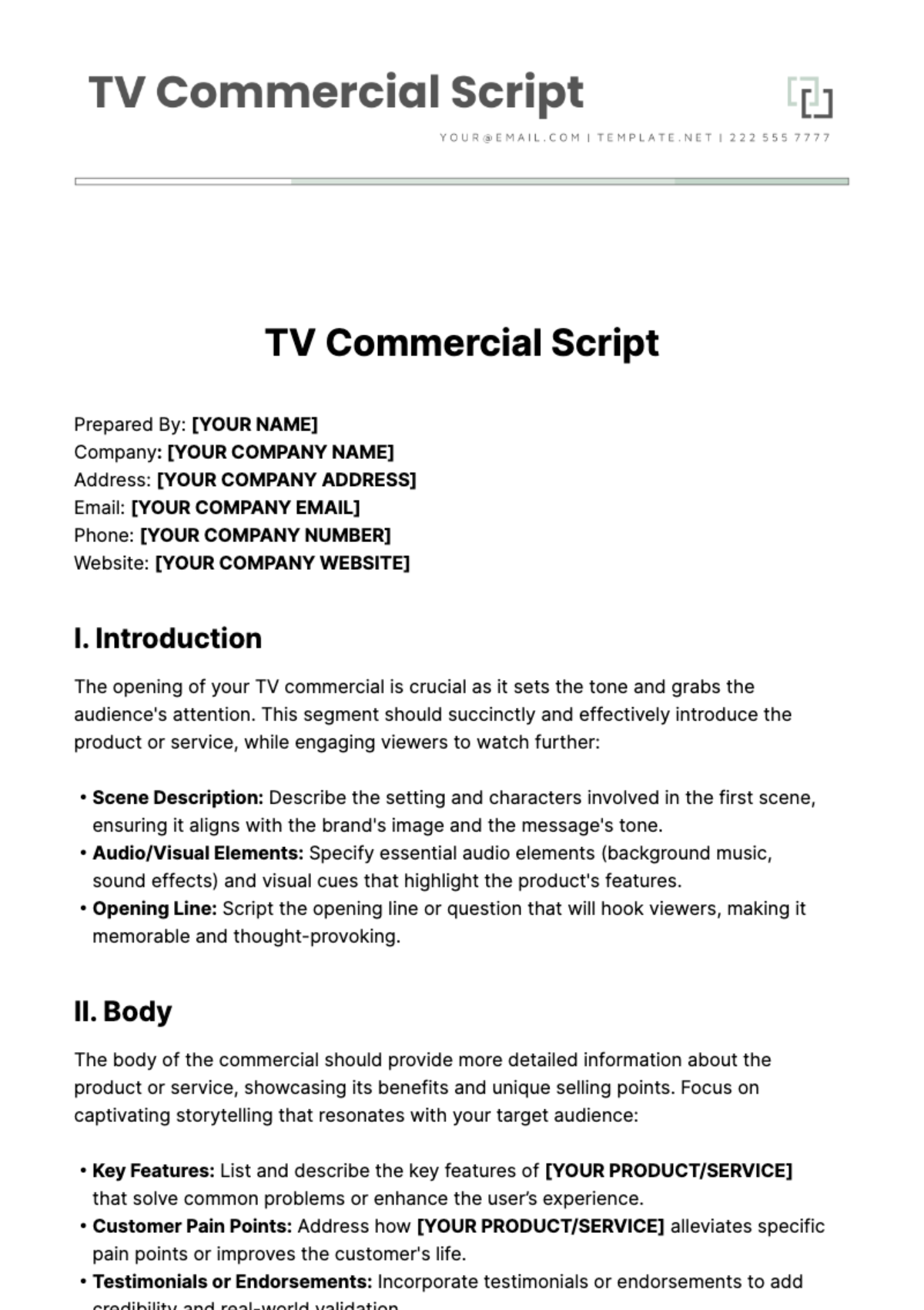 FREE Script Templates Examples Edit Online Download Template