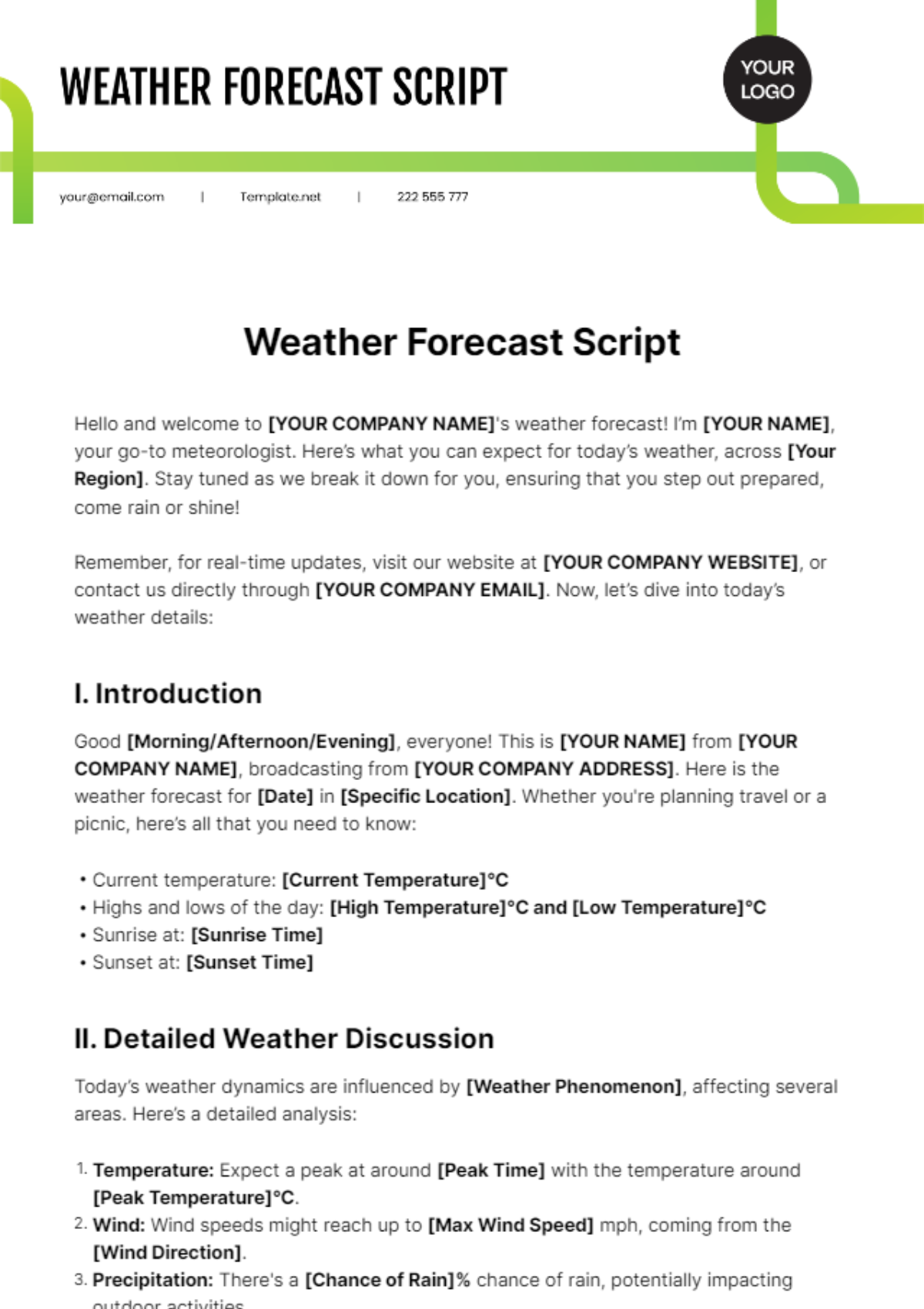 Weather Forecast Script Template Edit Online Download Example Weather Forecast Script Template Edit Online Download Example