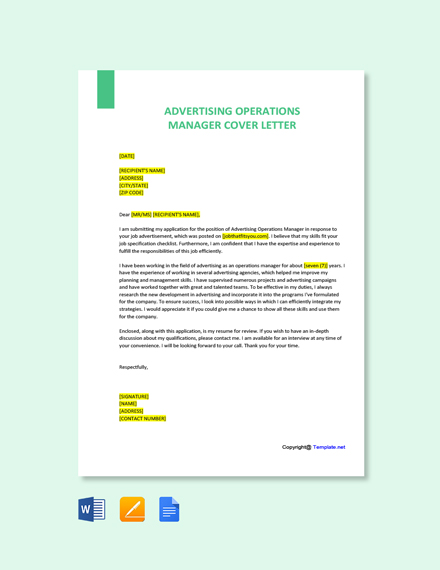 Free Global Retail Operations Manager Cover Letter Template - Google ...