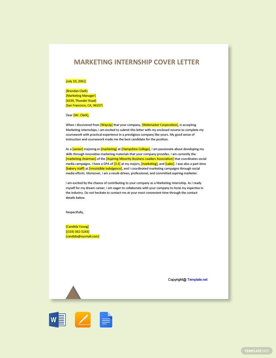 Internship Cover Letter Word Templates Design Free Download 