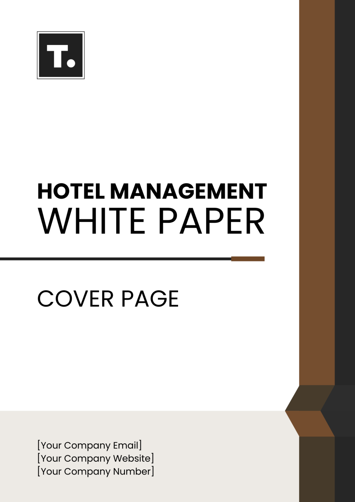 Hotel Management White Paper Cover Page Template - Edit Online ...