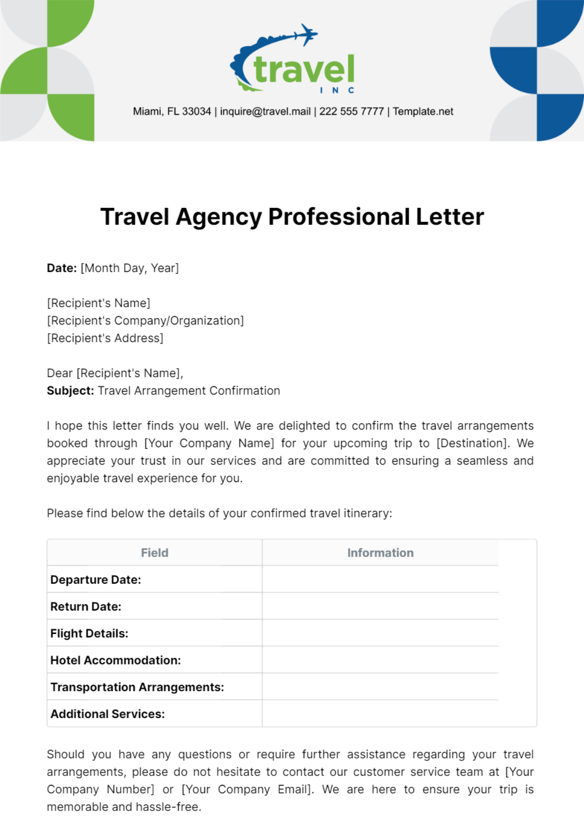 Travel Agency Business Proposal Letter - Infoupdate.org