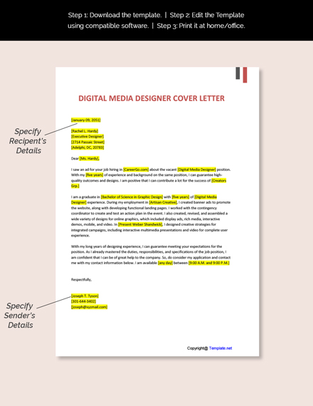 Digital Media Designer Cover Letter Template in Google Docs, Word ...