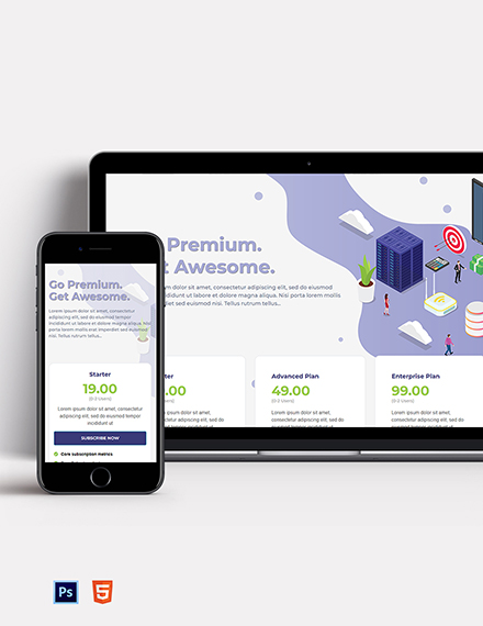 Free Advanced Pricing Page Template - HTML5, PSD | Template.net