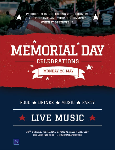 FREE Memorial Day Flyer Template Word DOC PSD Apple MAC Pages 