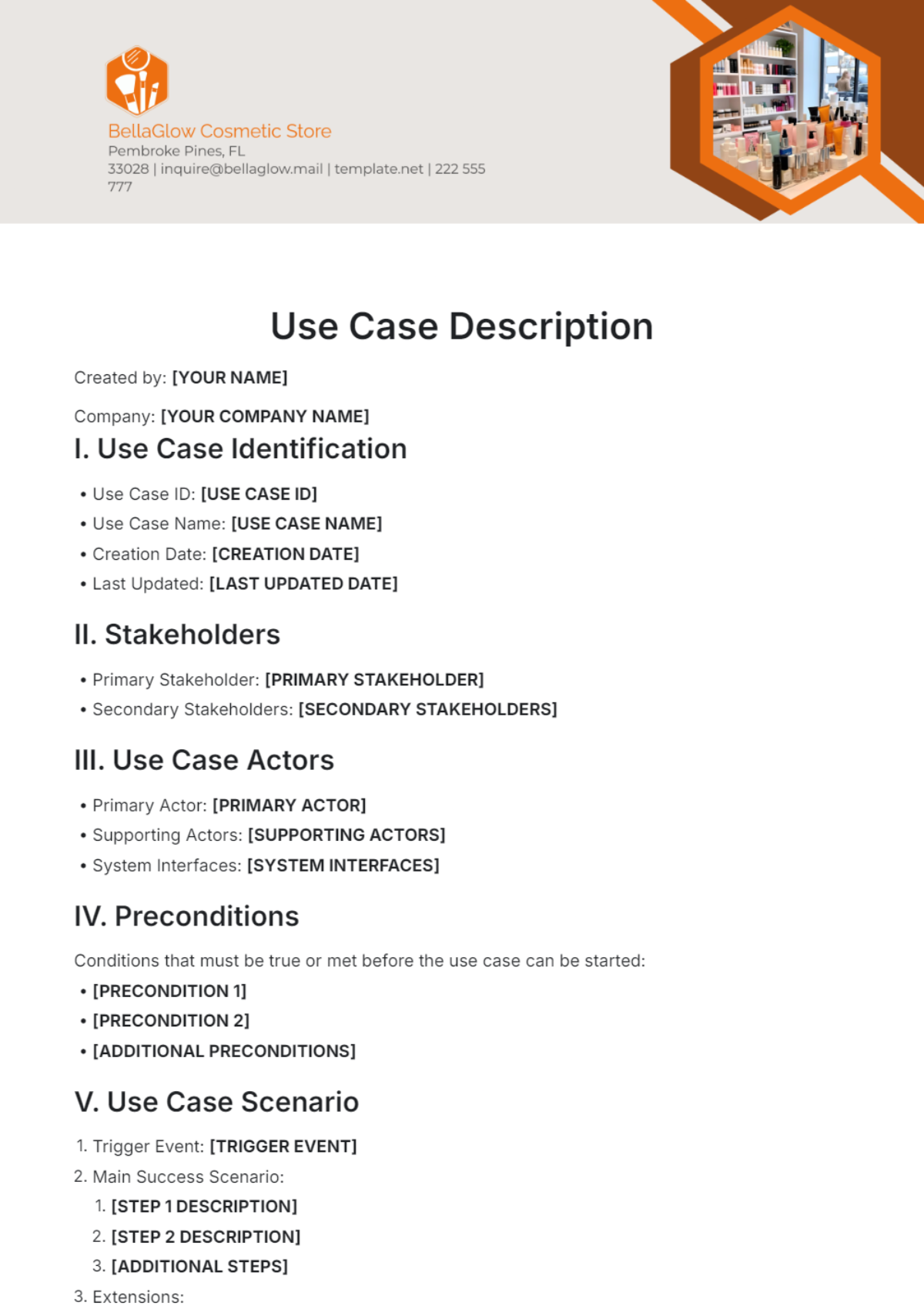 Free Printable Use Case Description Template To Edit Online