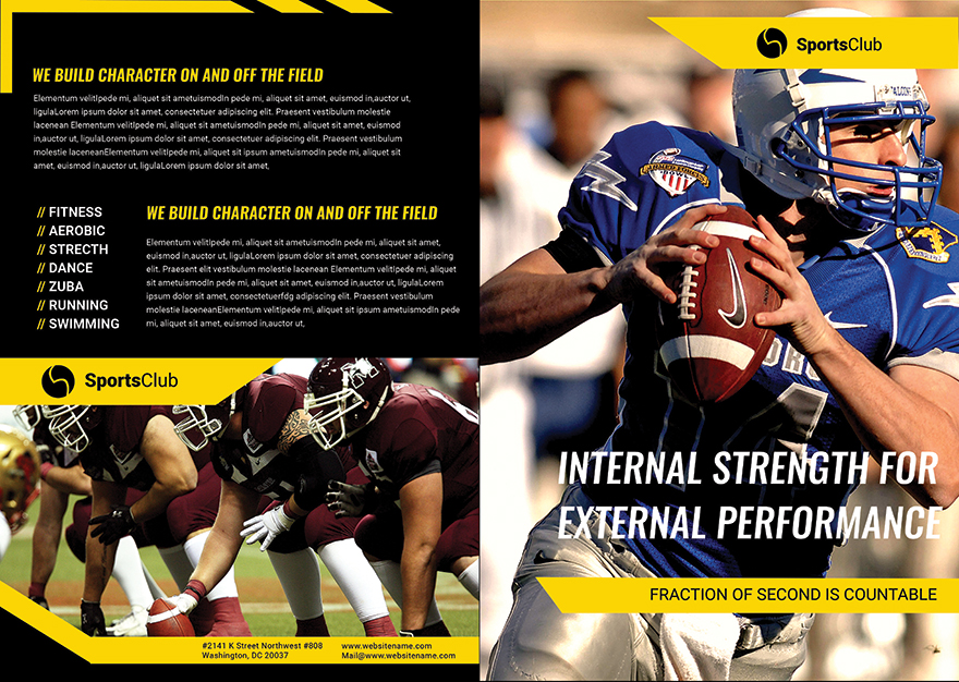 Sports Bi-Fold Brochure Template - Download in Word, Google Docs, PSD ...