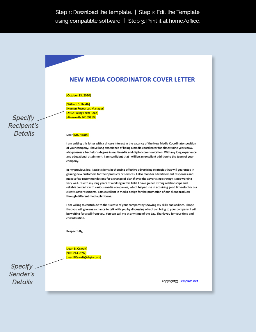 Free Media Pastor Cover Letter Template - Google Docs, Word | Template.net