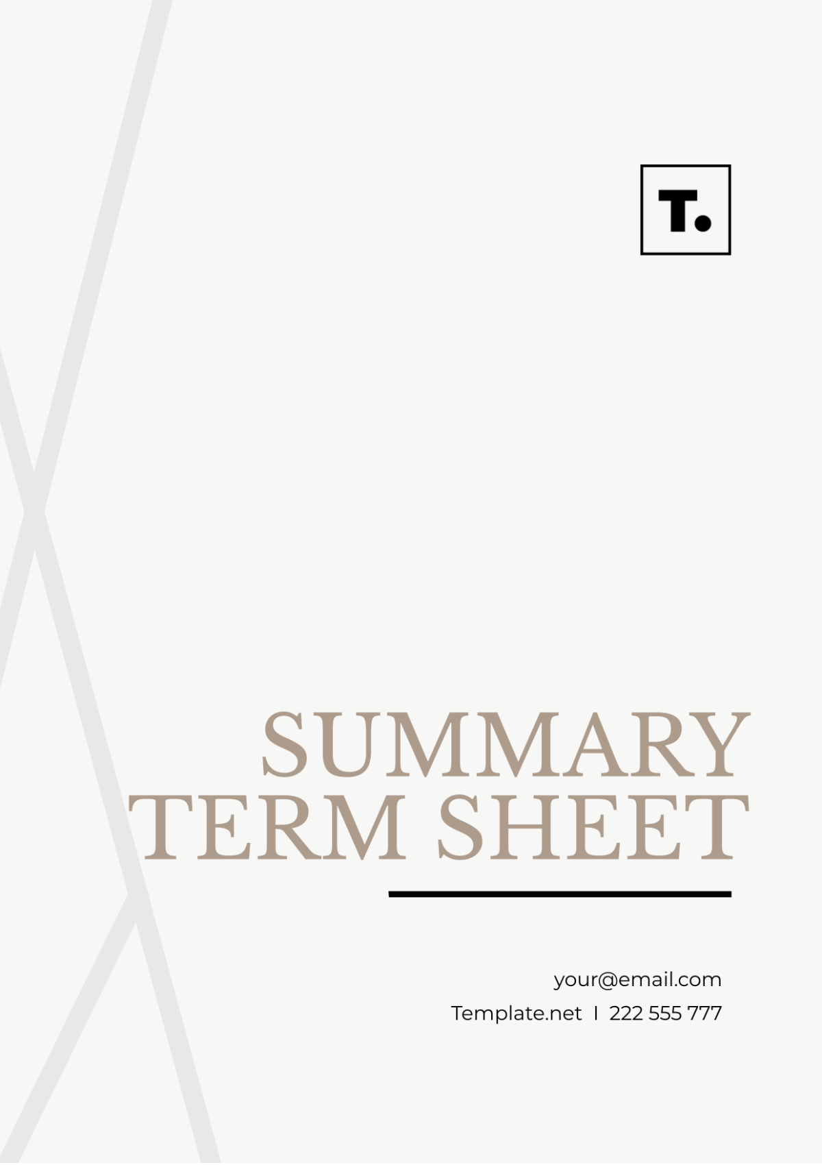 Free Summary Term Sheet Template To Edit Online