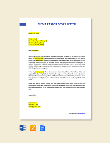 Church Pastor Cover Letter Template [Free PDF] - Google Docs, Word ...