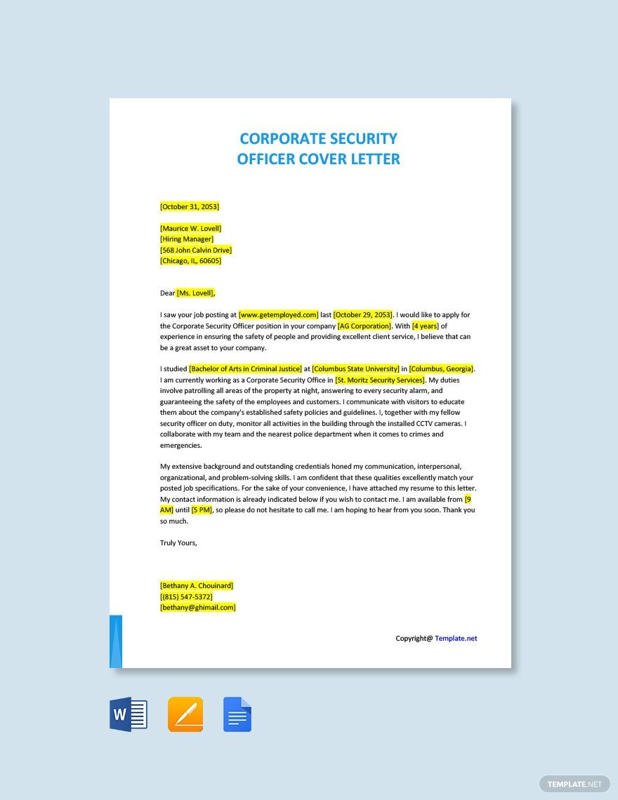 Fire Safety Officer Cover Letter Template - Google Docs, Word ...