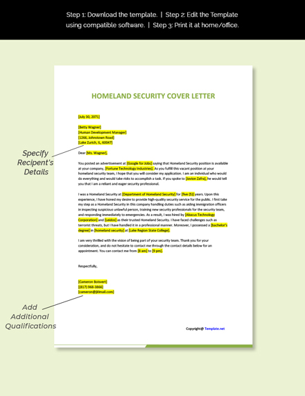 Free Homeland Security Cover Letter Template - Google Docs, Word ...
