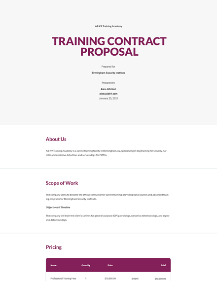 FREE Training Contract Offer Letter Template - Word | Google Docs ...