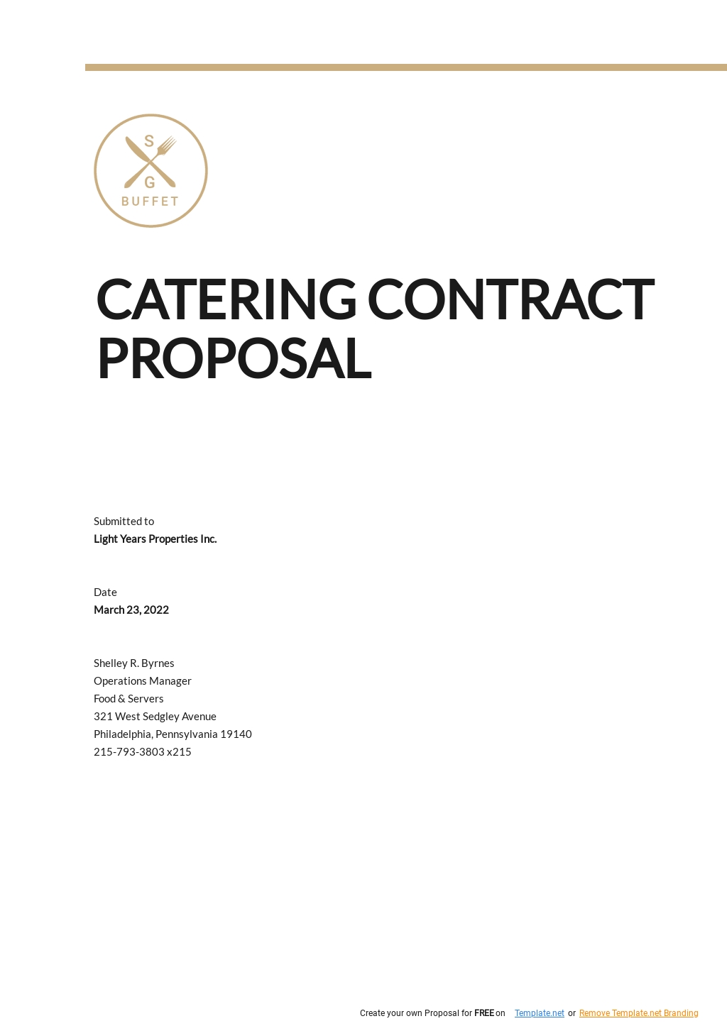 Catering Contract Proposal Template - Google Docs, Word, Apple Pages ...