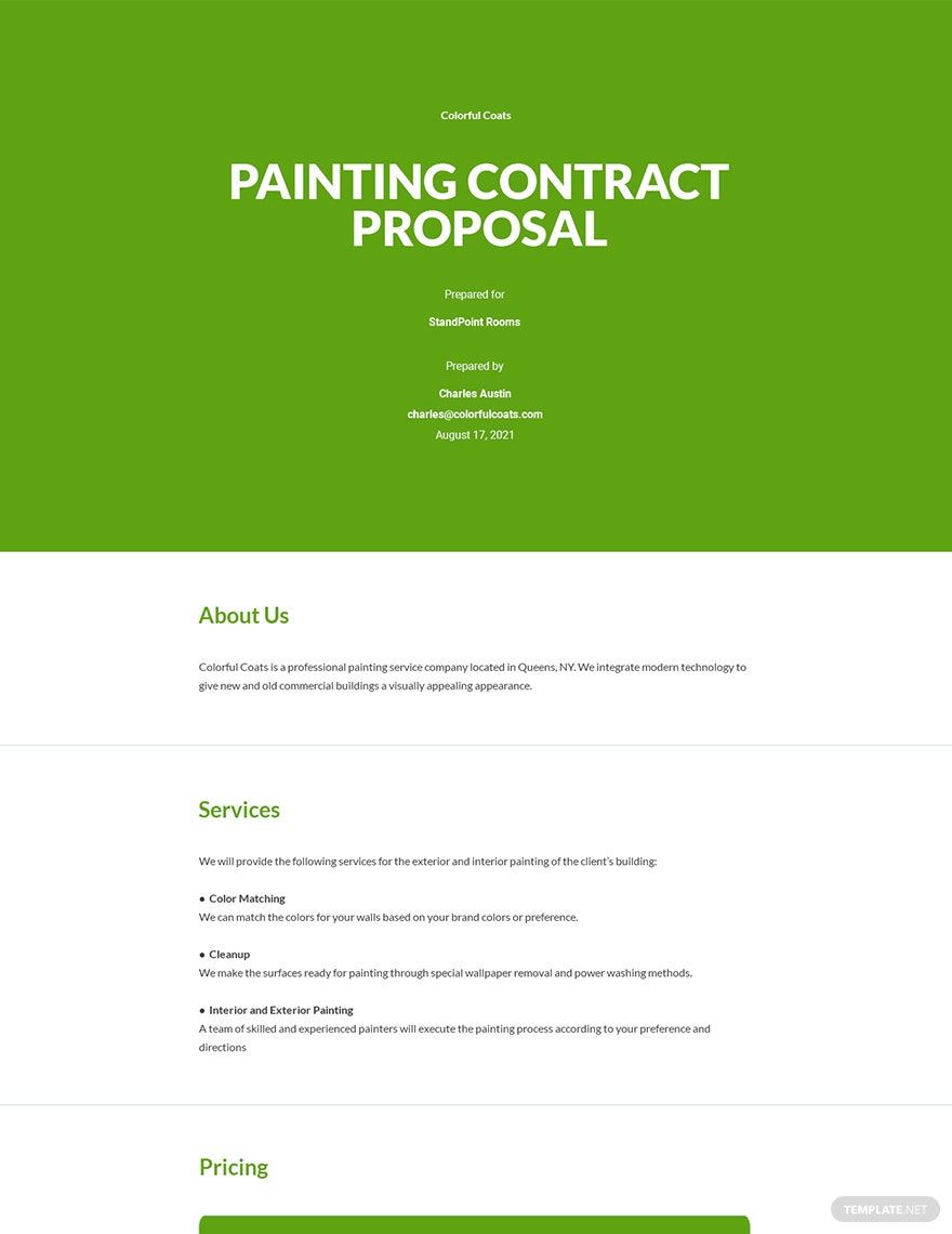 Painting Contract Proposal Template Google Docs Word Apple Pages 