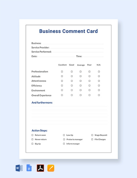 FREE Guest Comment Card Template - Word (DOC) | PSD | InDesign | Apple ...