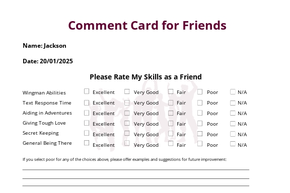 Hotel Comment Card Template [Free JPG] - Google Docs, Word, Apple Pages ...