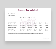 Guest Comment Card Template in Microsoft Word, PDF | Template.net