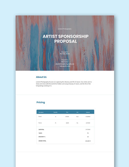 Art Proposal Template - Google Docs, Word, Apple Pages, PDF | Template.net