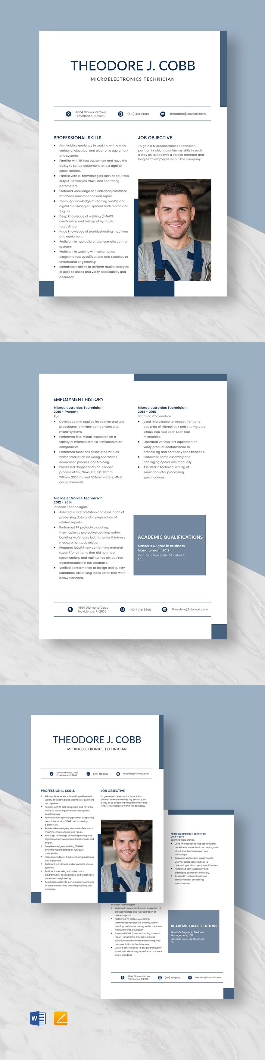 Microelectronics Technician Resume Template - Word, Apple Pages ...