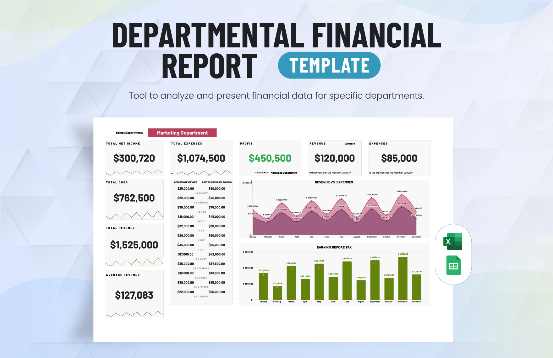Free Finance Report Templates In Excel To Download