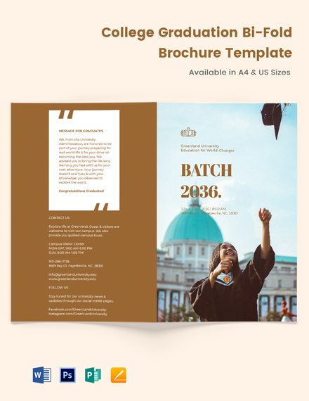 Free Elegant Graduation Ceremony Bi-Fold Brochure Template - PSD | Word ...