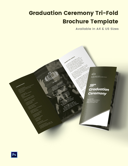 Free Elegant Graduation Ceremony Bi-Fold Brochure Template - PSD ...