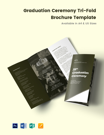 Free Elegant Graduation Ceremony Bi-Fold Brochure Template - PSD | Word ...