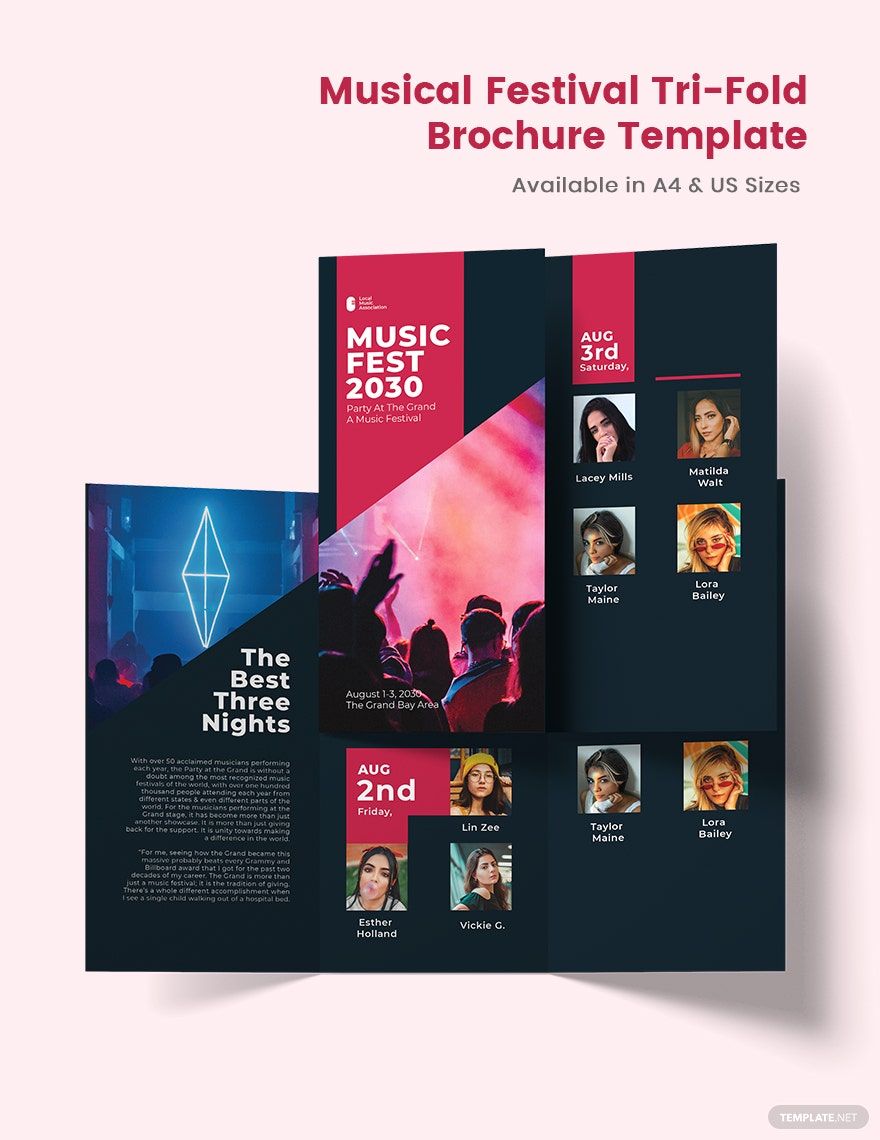 Free Musical Festival Tri Fold Brochure Template Download In Word 