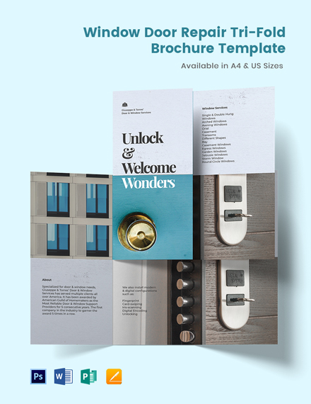 Free Window & Door Repair Tri-Fold Brochure Template
