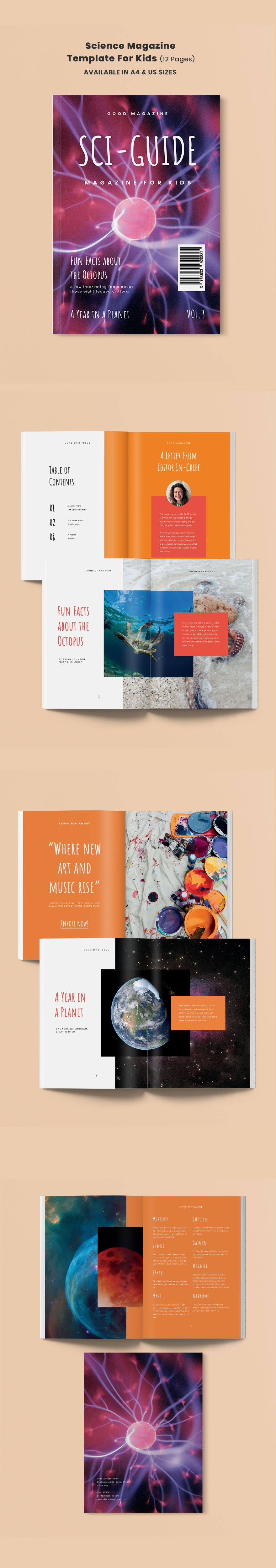 Modern Science Magazine Template - InDesign, Word, Apple Pages ...