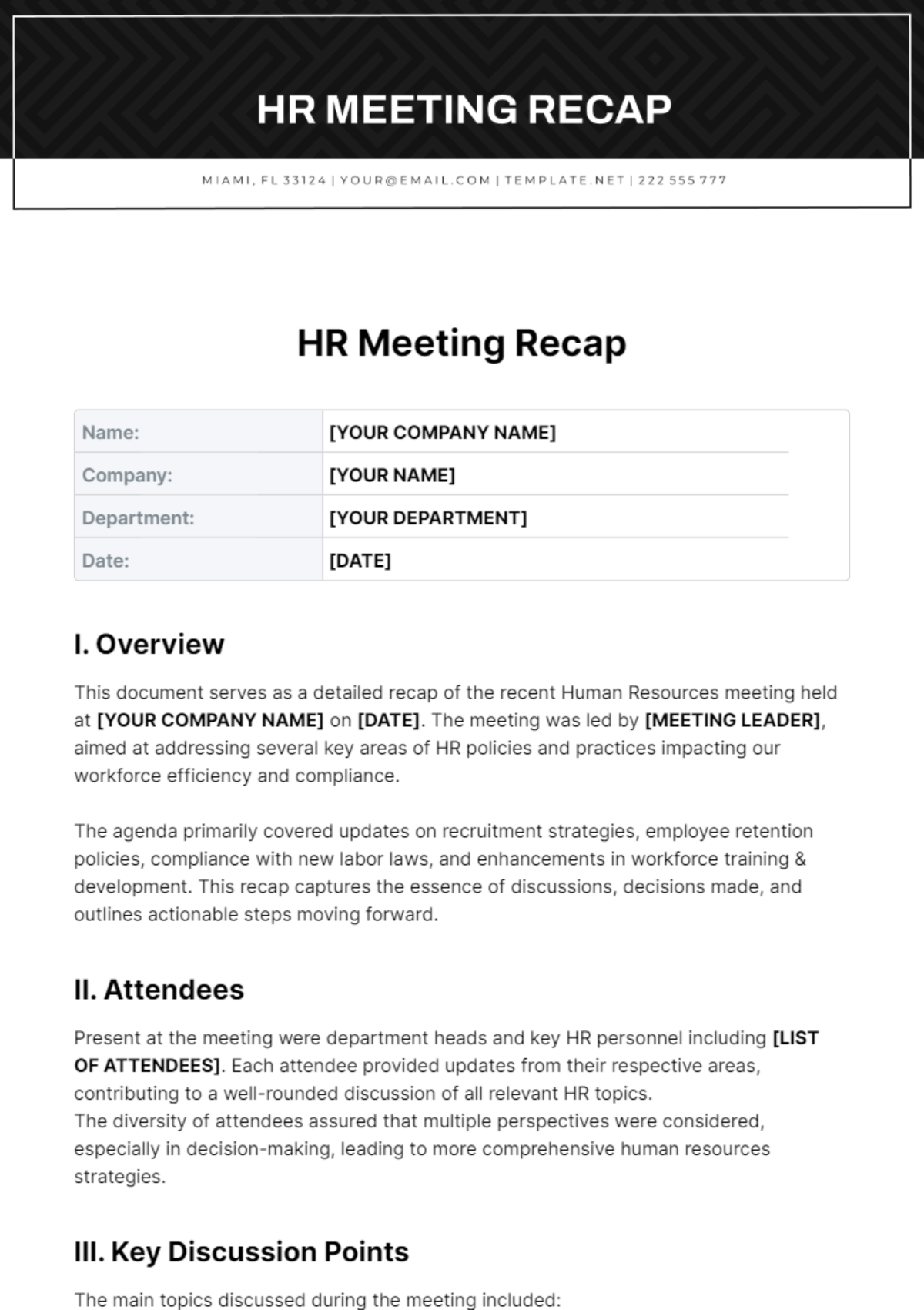 FREE Recap Templates Examples Edit Online Download Template