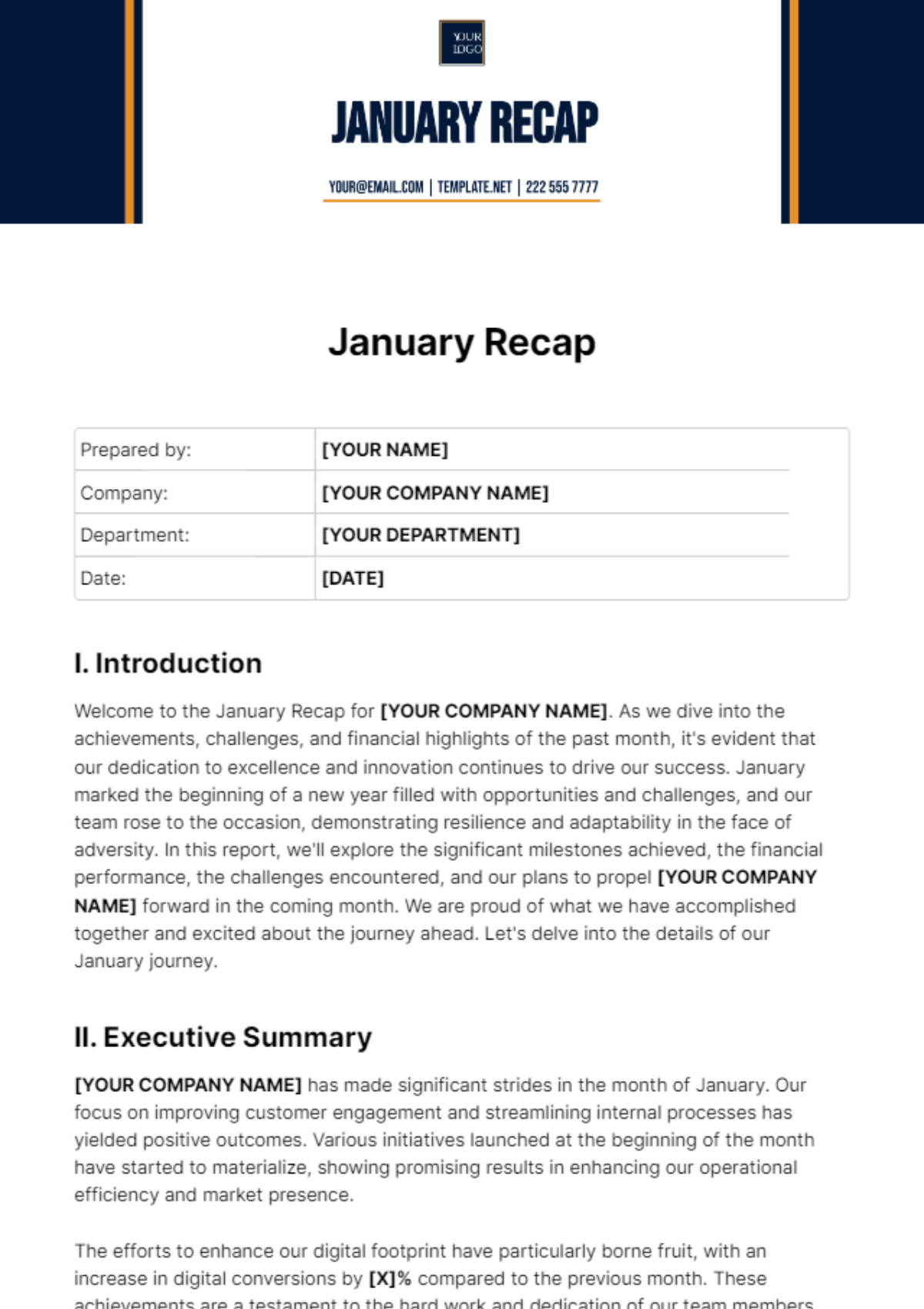 January Recap Template - Edit Online & Download Example | Template.net
