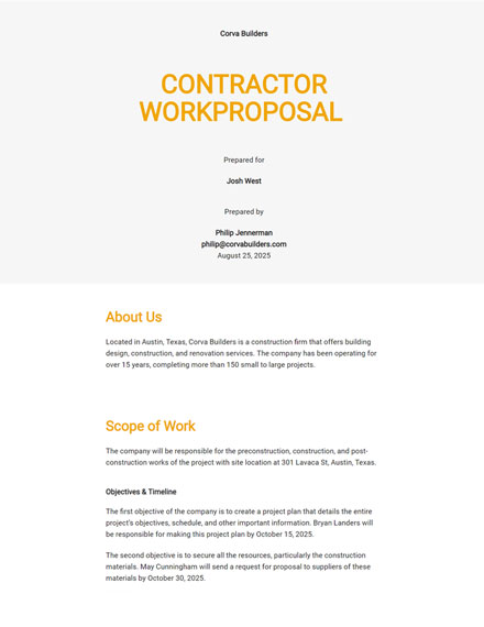 General Contractor Services Proposal Template - Google Docs, Word 