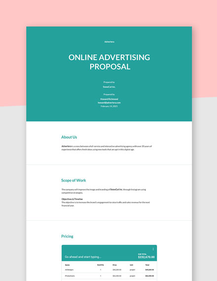Free Simple Advertising Proposal Template - Google Docs, Word, Apple ...