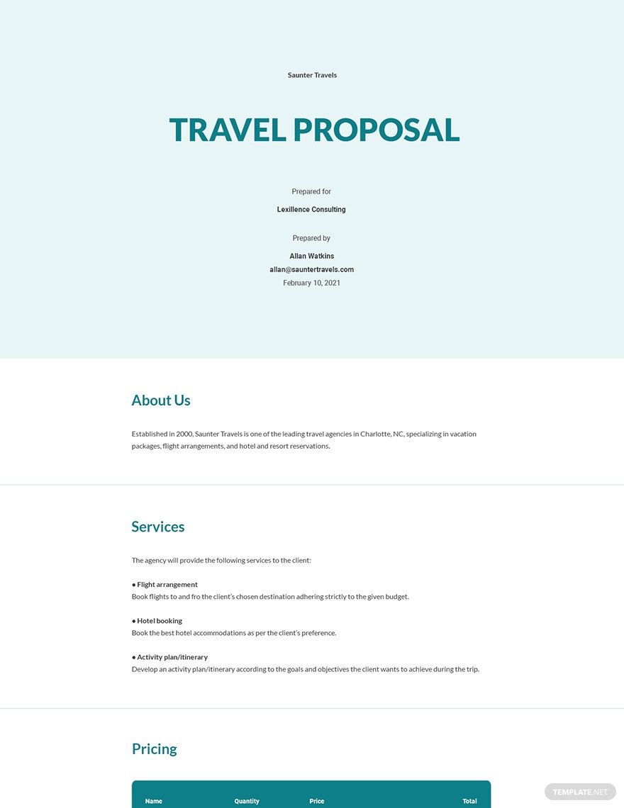 Trip Proposal Templates Pdf Format Free Download Template