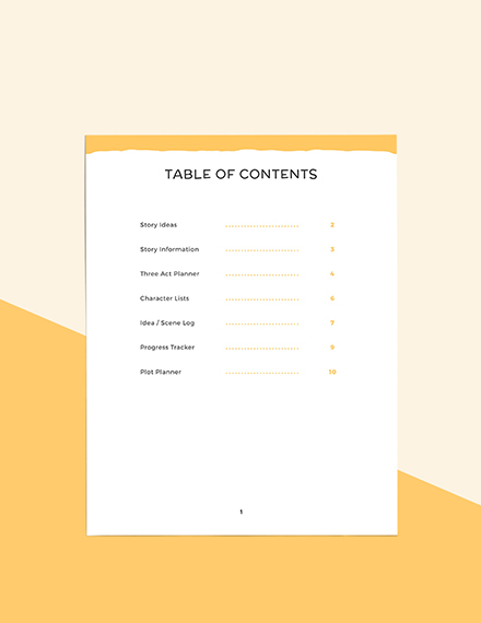 Writers Story Planner Template Word Apple Pages Template