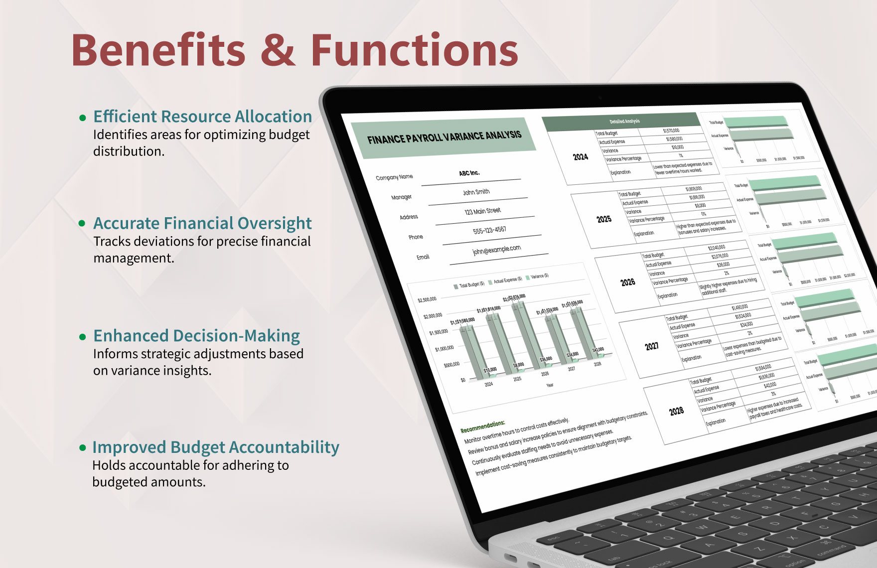 Finance Payroll Variance Analysis Template In Excel Google Sheets