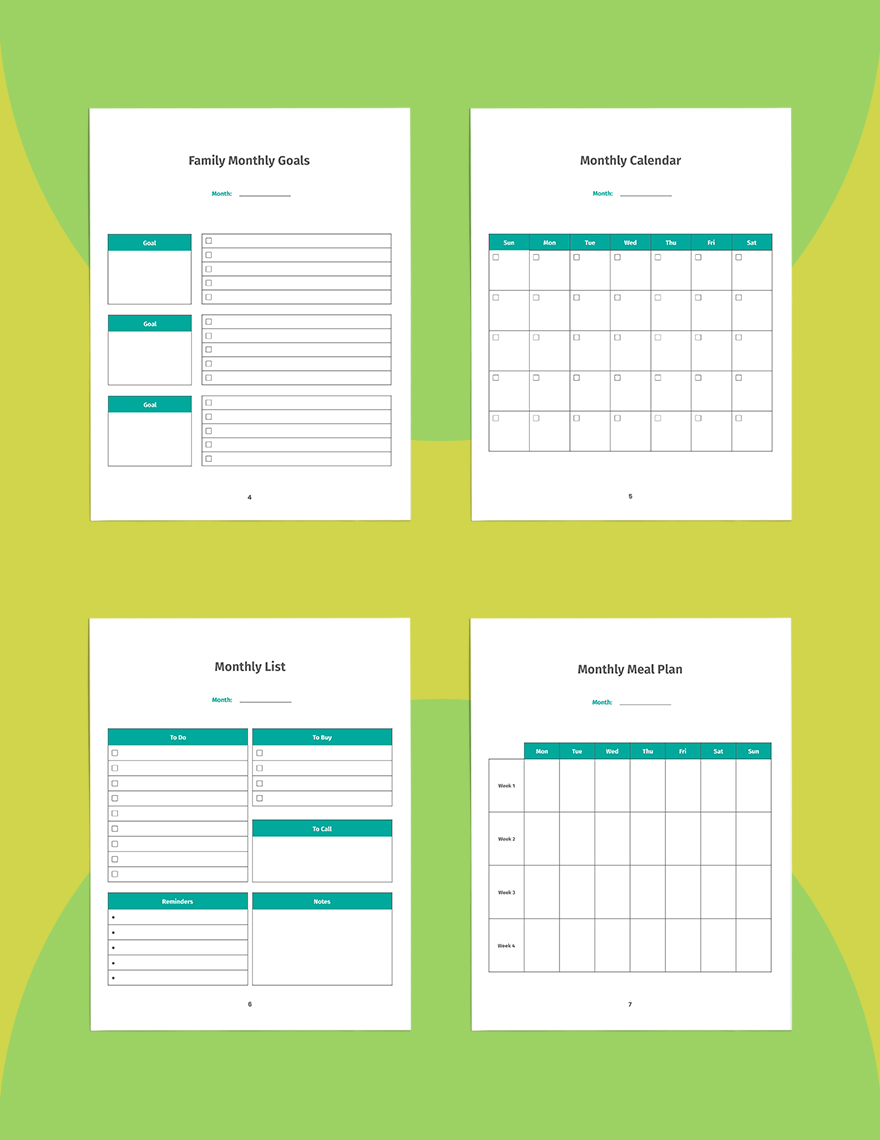Free Sample Family Planner Template - Word, Apple Pages | Template.net