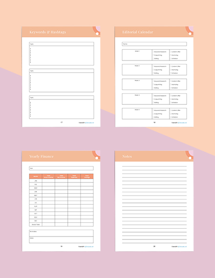 Free Sample Blog Planner Template - Word, Apple Pages | Template.net
