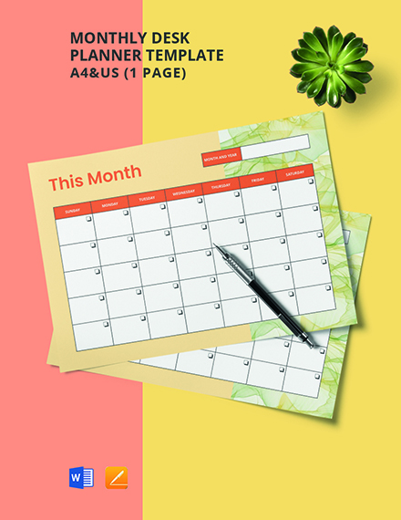 FREE Printable Desk Planner Template - Word (DOC) | Apple (MAC) Pages