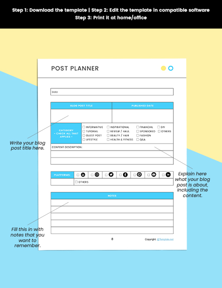 Printable Blog Planner Template - Word, Apple Pages | Template.net