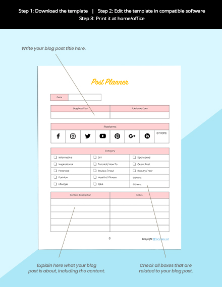 Editable Blog Planner Template - Word, Apple Pages | Template.net