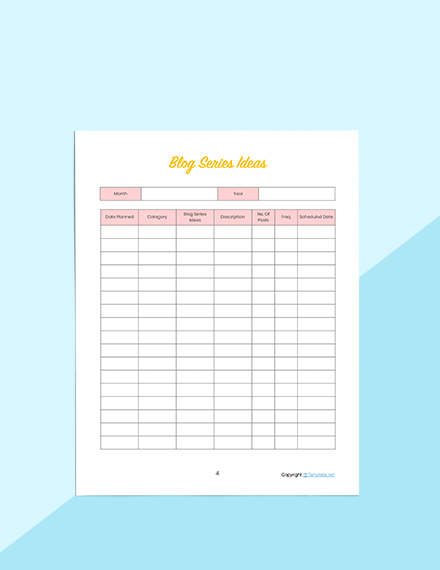 Editable Blog Planner Template - Word, Apple Pages | Template.net