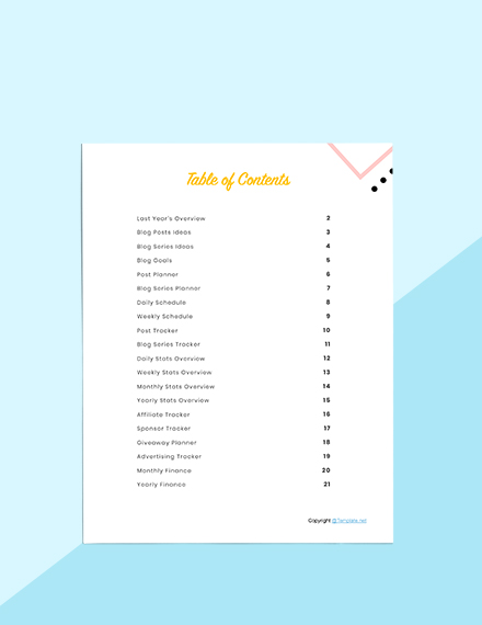 Editable Blog Planner Template - Word, Apple Pages | Template.net