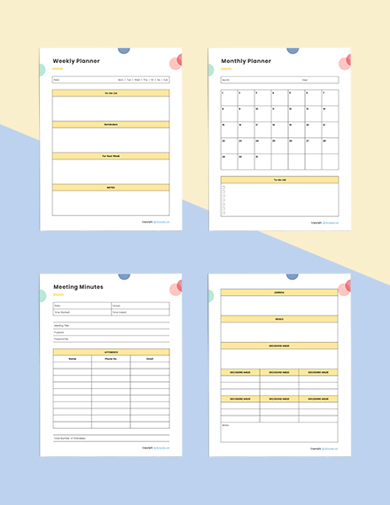 Free Printable Employee Planner Template - Word, Apple Pages | Template.net